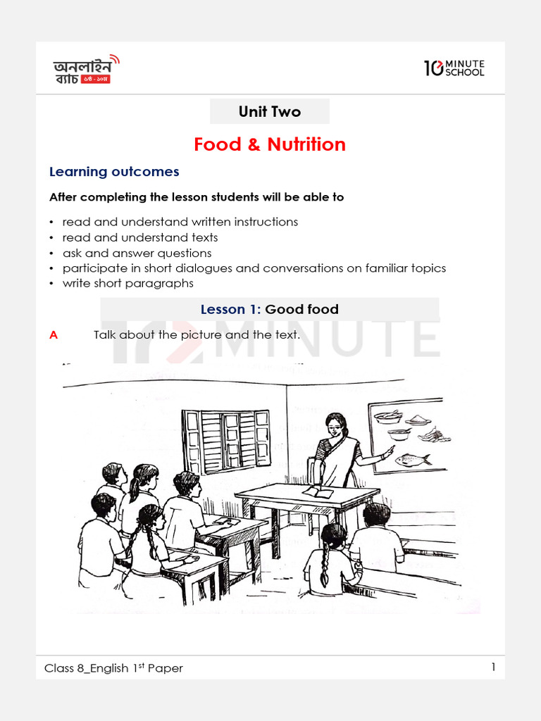 Unit - Food and Nutrition (Lesson, , ) | PDF | Foods | Classroom