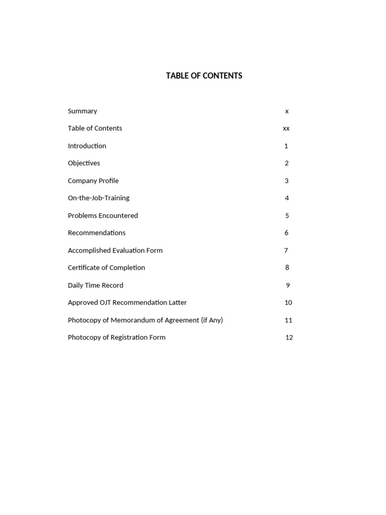 Table of Conten-Wps Office | PDF