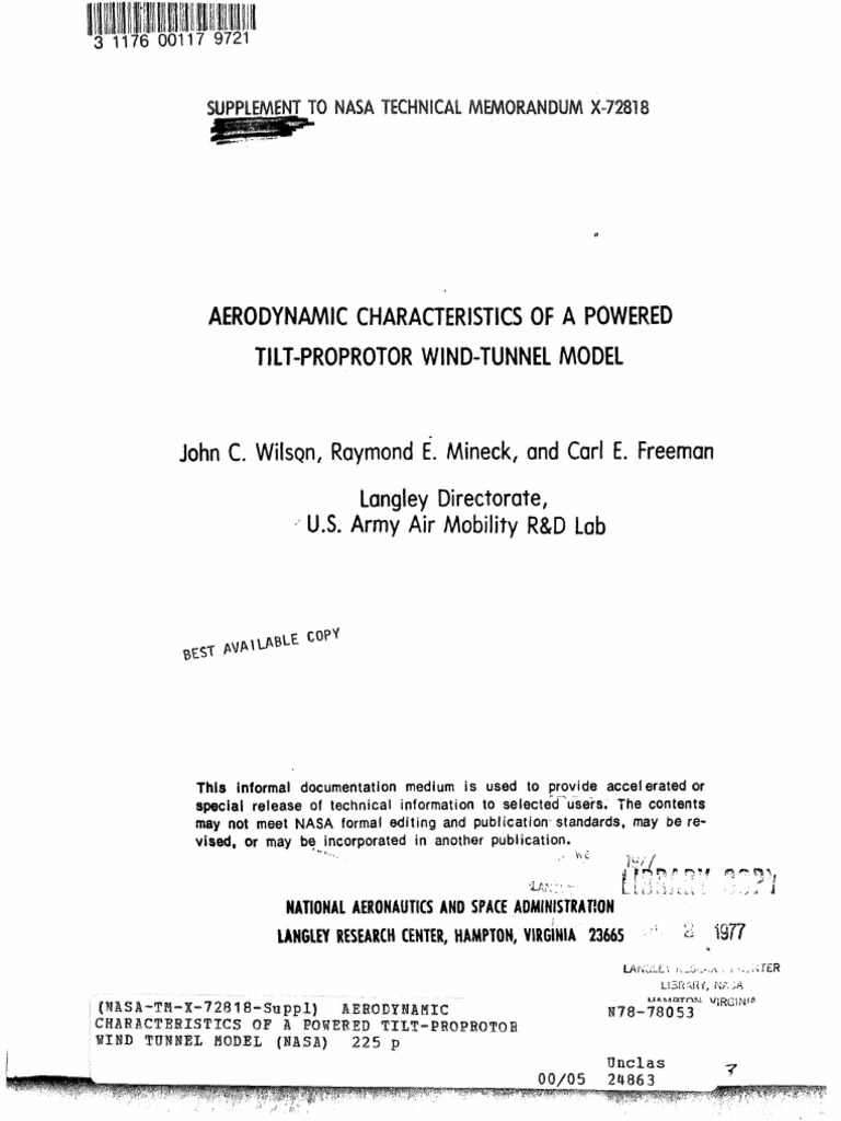 AE O Y IC C Aracteristics A Powered Tilt-Proprotor Wind-Tu Nel Model ...
