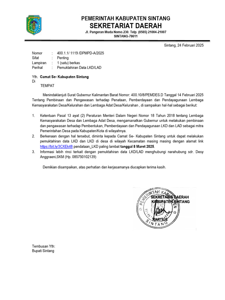 Pemutakhiran Data LKD 2025 | PDF