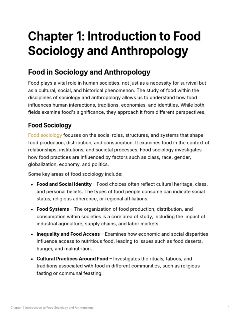 Food Sociology and Anthropology Overview | PDF | Anthropology | Sociology