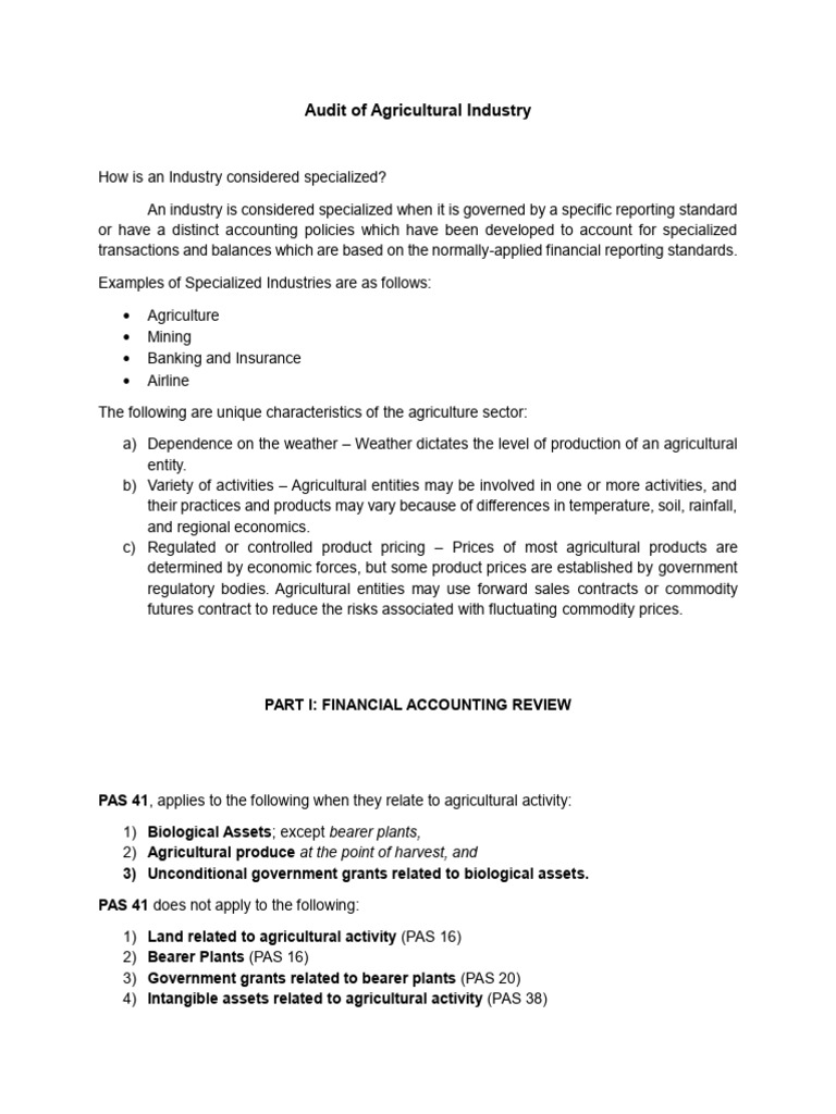 Audit of Agricultural Industry Report Outline | PDF | Fair Value ...