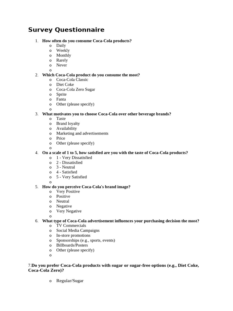 Survey Questionnaire | PDF