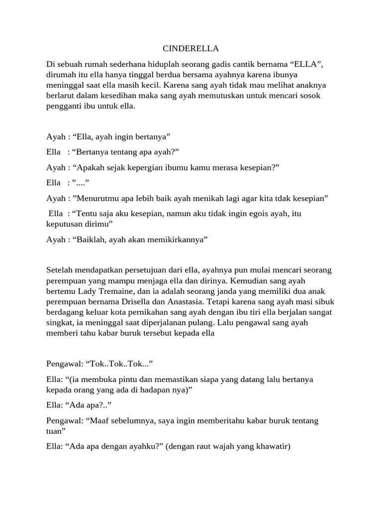 Kisah Cinderella: Dari Kesedihan ke Kebahagiaan | PDF