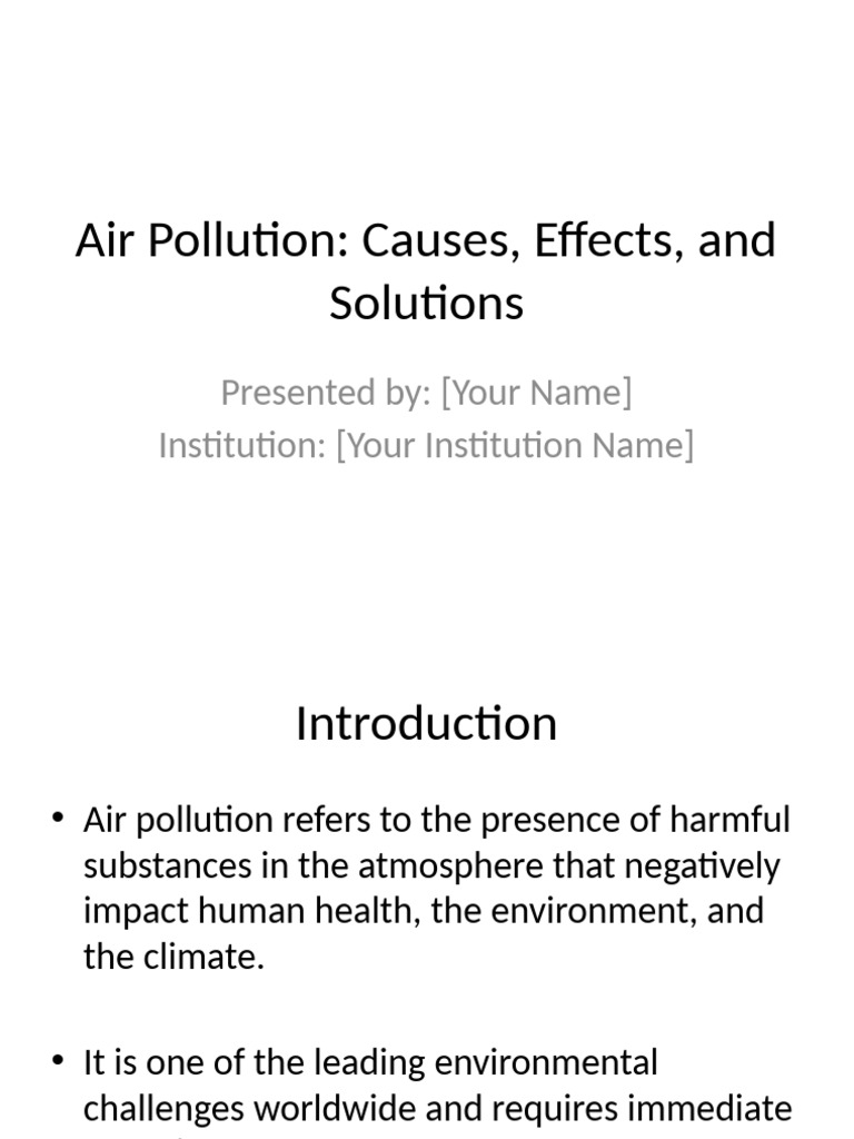 Air Pollution Presentation | PDF | Air Pollution | Atmosphere Of Earth