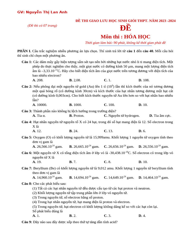 23-24 - Đề Luyện Hsg 10 Số 1 | PDF