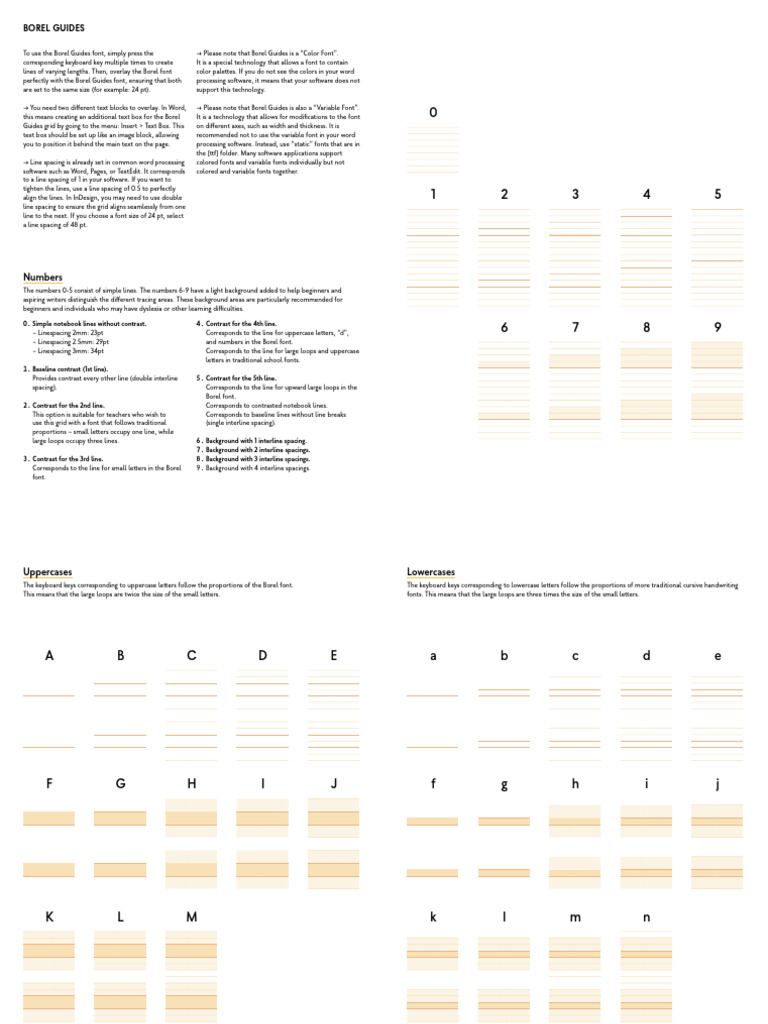 Borel Guides Font Usage Instructions | PDF | Written Communication | Text
