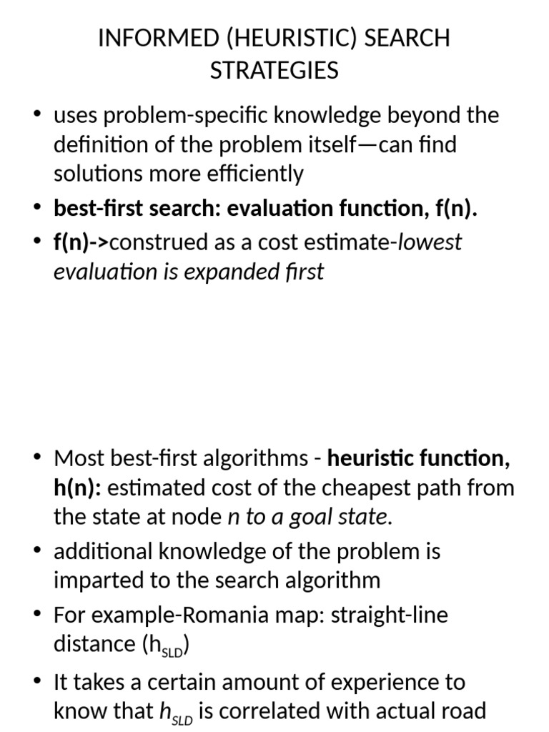 Informed (Heuristic) Search Strategies | PDF