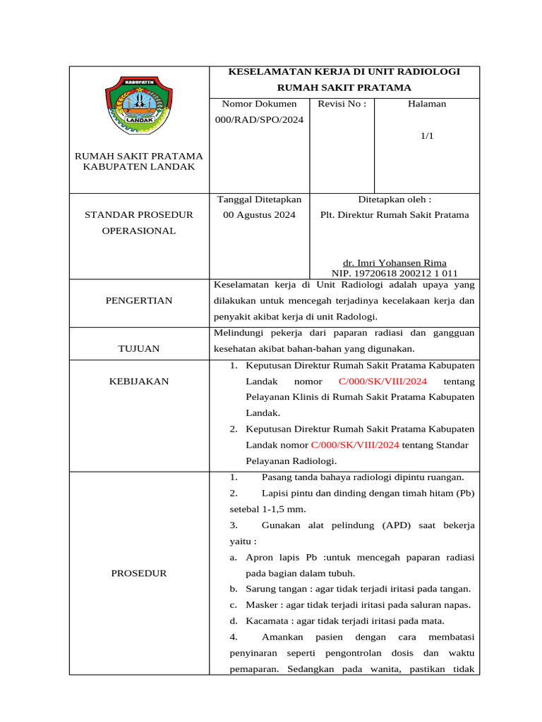 Keselamatan Kerja di Unit Radiologi | PDF