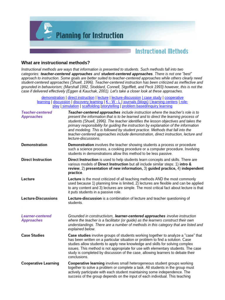 Instructional+methods-Annotated List+source | PDF | Teaching | Intelligence