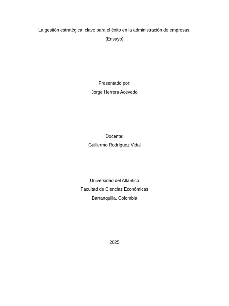 Gestión Estratégica | PDF | Gestión estratégica | Negocios económicos