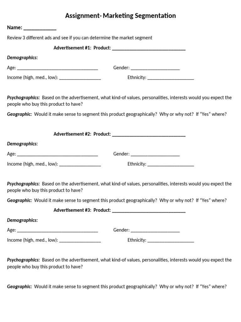 @Assignment 1- Marketing Segmentation | PDF
