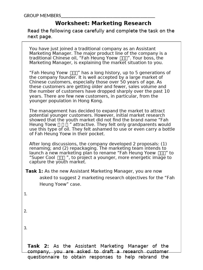 @Worksheet-Marketing Research | PDF