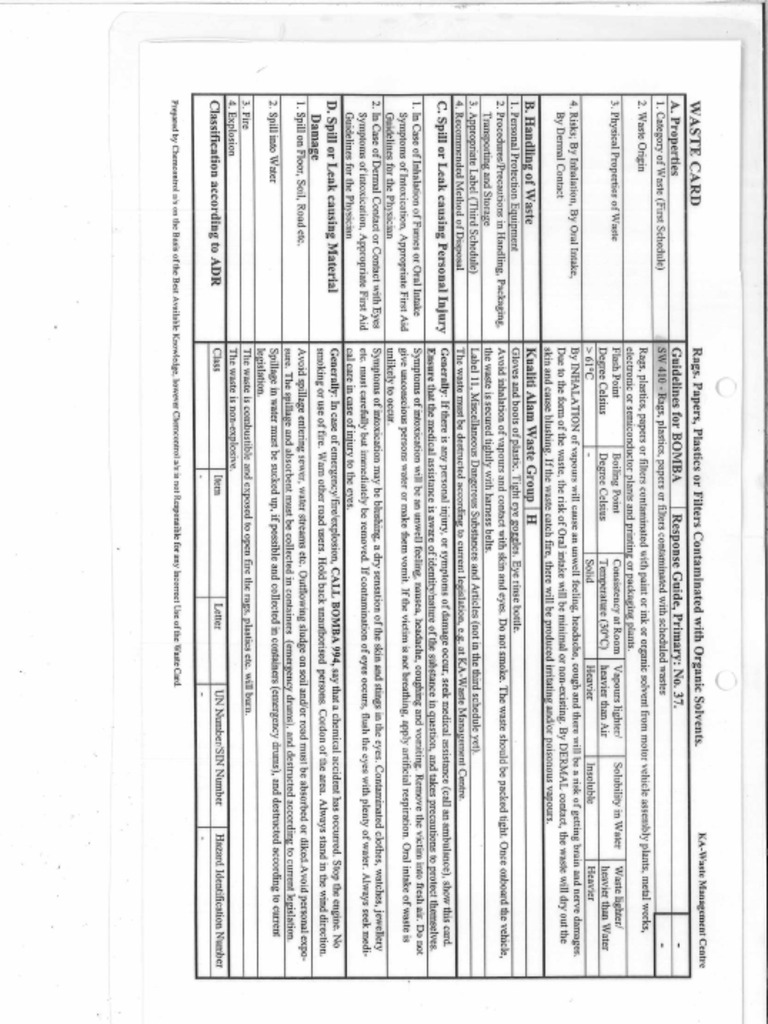 Waste Card SW410 | PDF