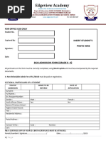 Grade 8 Application Form 2026 WHS | PDF