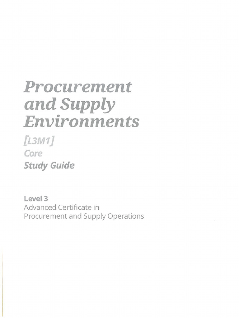 L3M1 BOOK Procurement & Supply Environments | PDF
