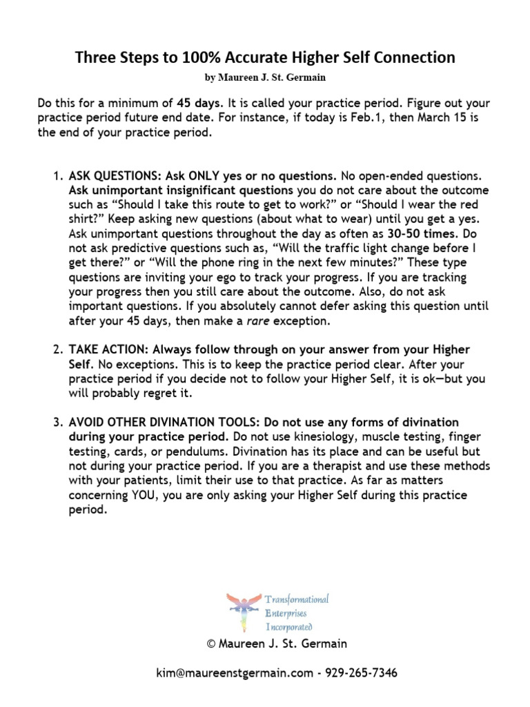 Three Agreements for Higher Self Connection | PDF