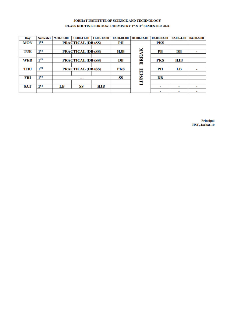 MSc 1st semester routine 2024 | PDF