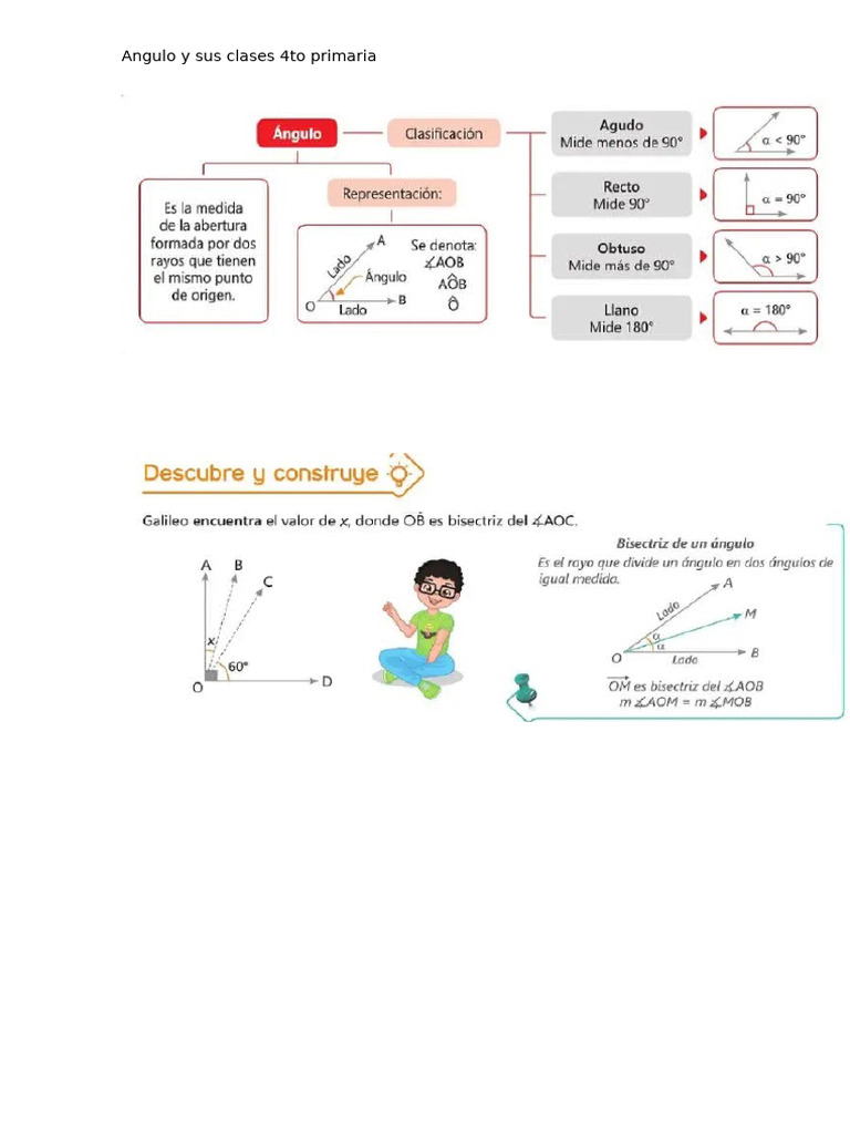 Angulos y Sus Clases Angulos Complementarios 4to | PDF