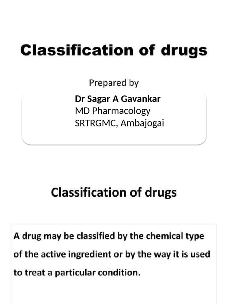 Broad Classification of Drugs | PDF | Diseases And Disorders | Medicine