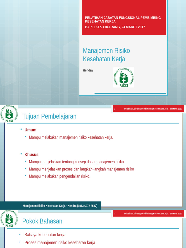 Manajemen Risiko Kesehatan Kerja-Hendra | PDF