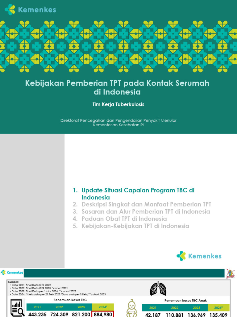Paparan 3 - 100325 - Kebijakan Pemberian TPT Pada Kontak Serumah Di Indonesia | PDF