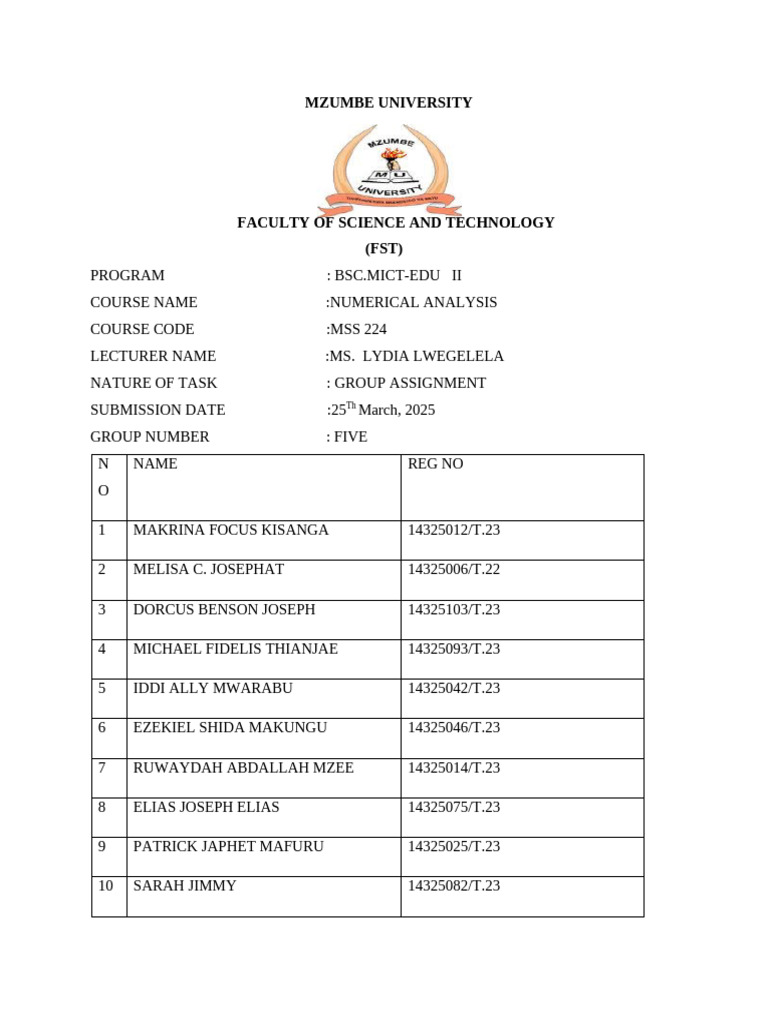 MSS 224 Group Assignment-1 | PDF | Numerical Analysis | Applied Mathematics