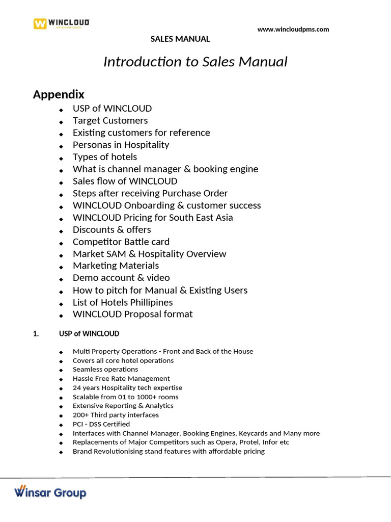 Sales Manual Phillipines | PDF | Hotel