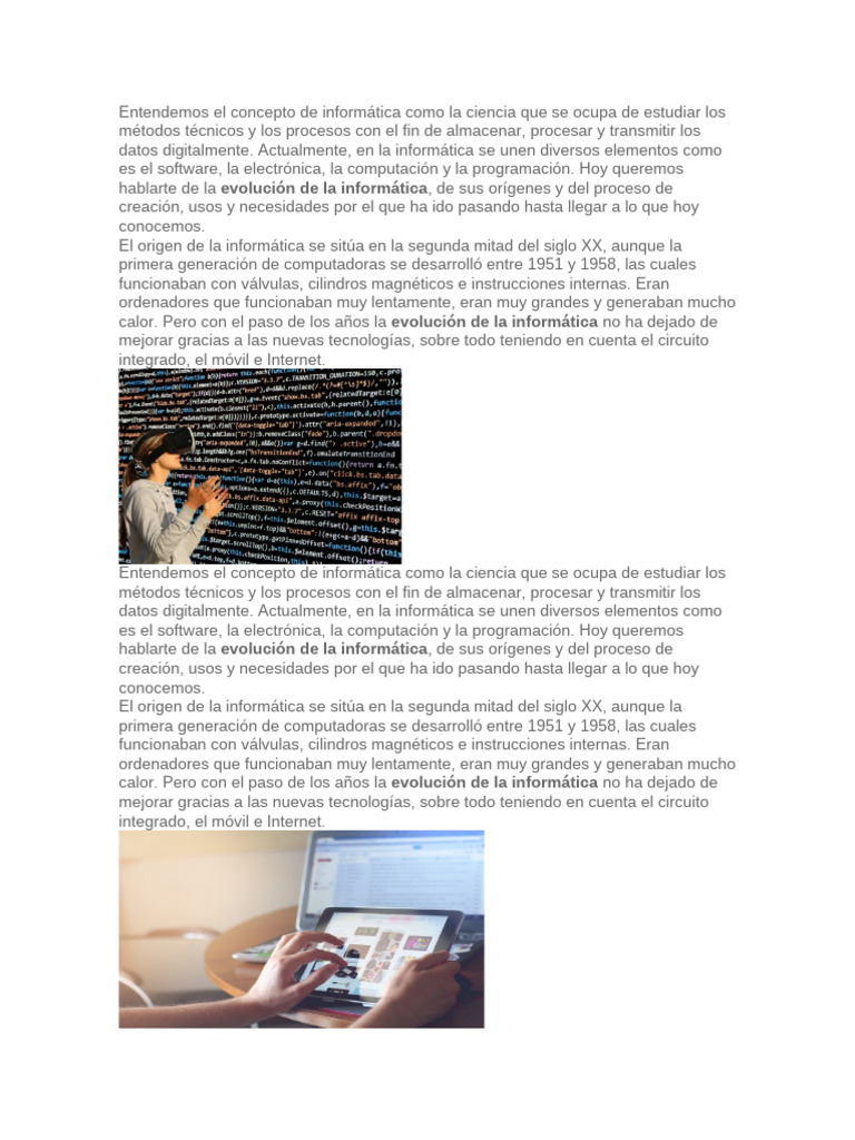 Entendemos El Concepto de Informática Como La Ciencia Que Se Ocupa de ...