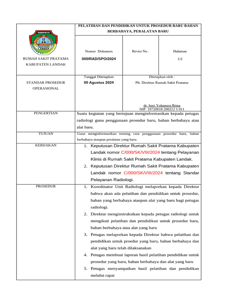 RSP_SPO_AP_114_SPO_PROSEDUR BARU BAHAN BERBAHAYA DAN ALAT BARU | PDF