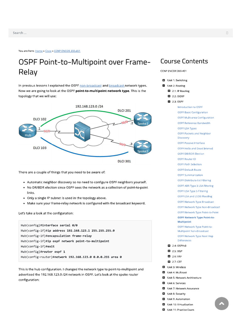 OSPF Point-to-Multipoint over Frame-Relay | PDF