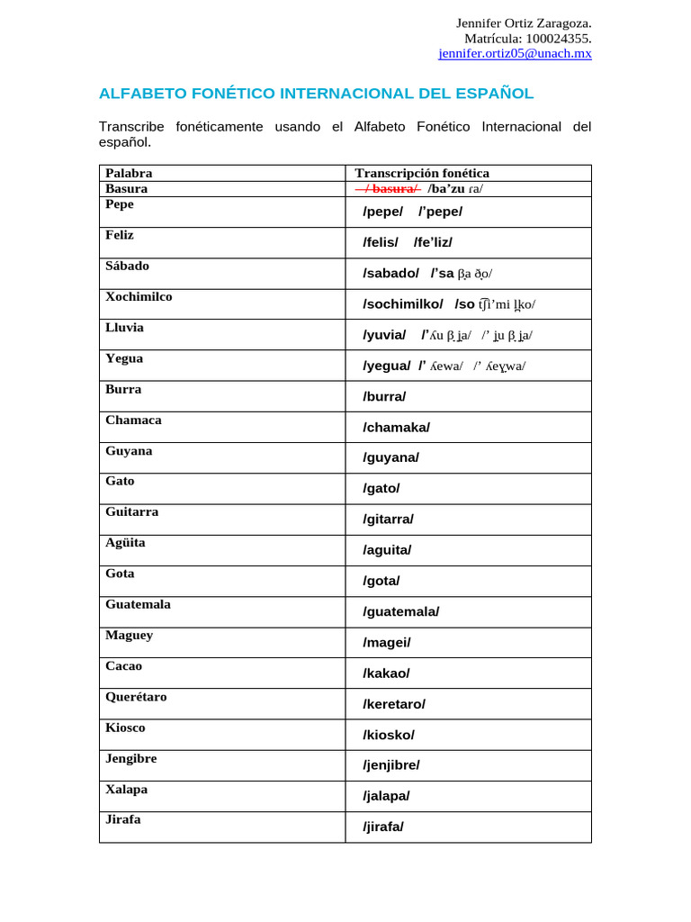 Transcripción Fonética Palabras | PDF