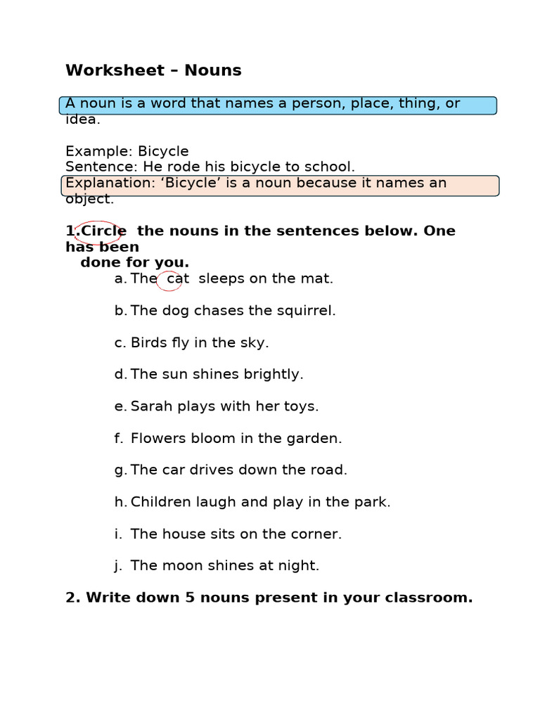 Unit 2 - Nouns Worksheet Pg. 16 1 | PDF