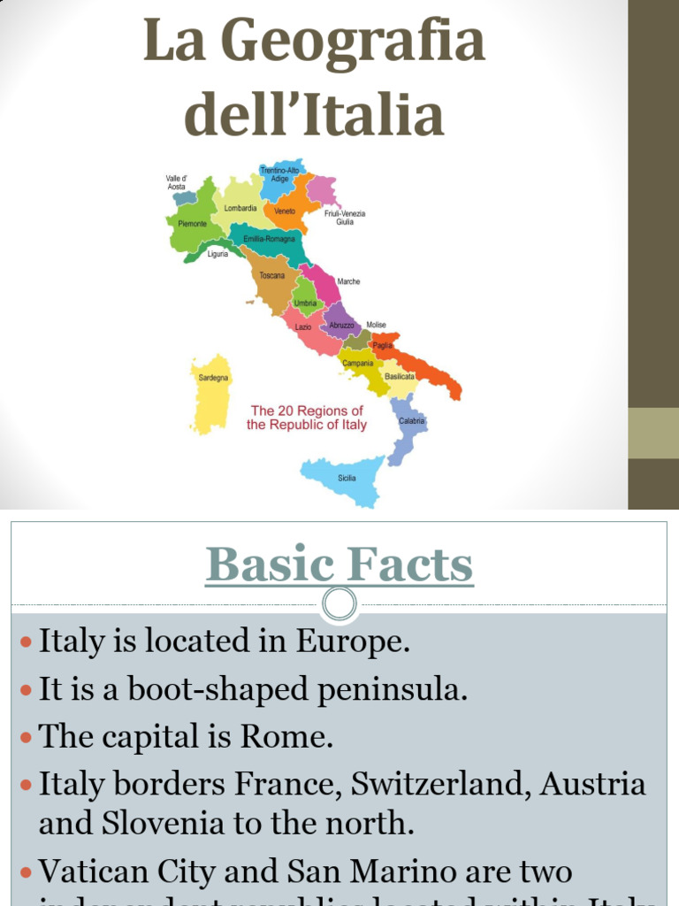 Overview of Italy's Geography and Regions | PDF