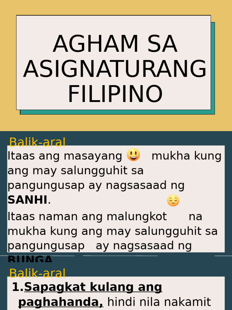 AGHAM SA ASIGNATURANG FILIPINO 5 | PDF