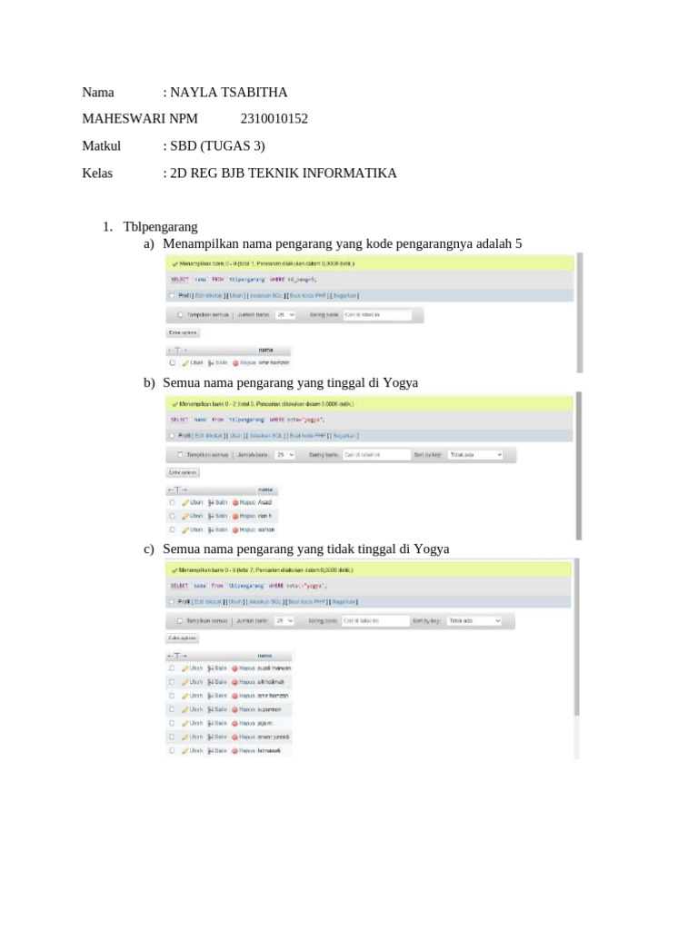NAYLA TSABITHA M (2310010152) SBD TUGAS 3_compressed | PDF