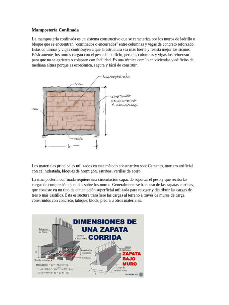 Mampostería Confinada | PDF | Albañilería | Hormigón