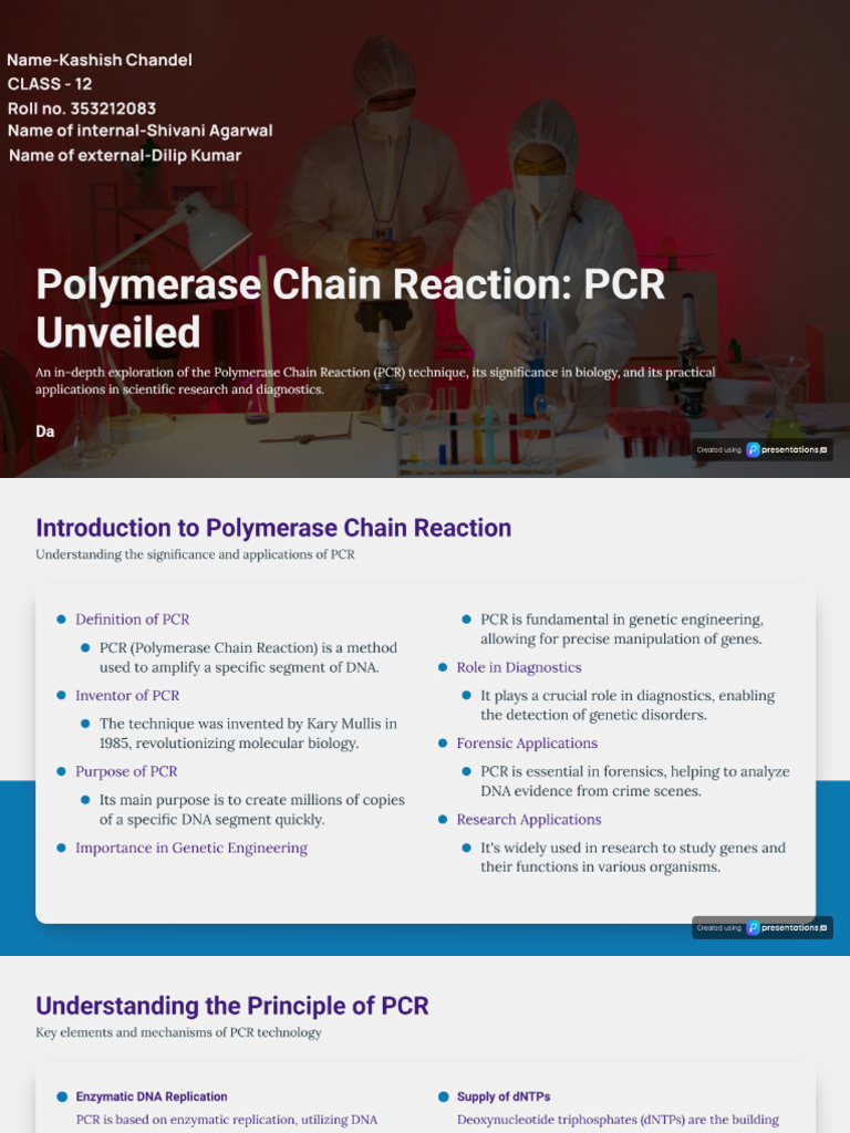 Polymerase Chain Reaction (PCR) Presentation | PDF