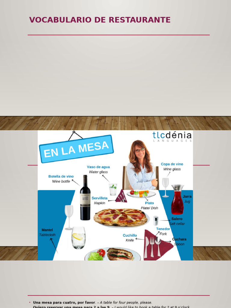 VOCABULARIO DE RESTAURANTE | PDF