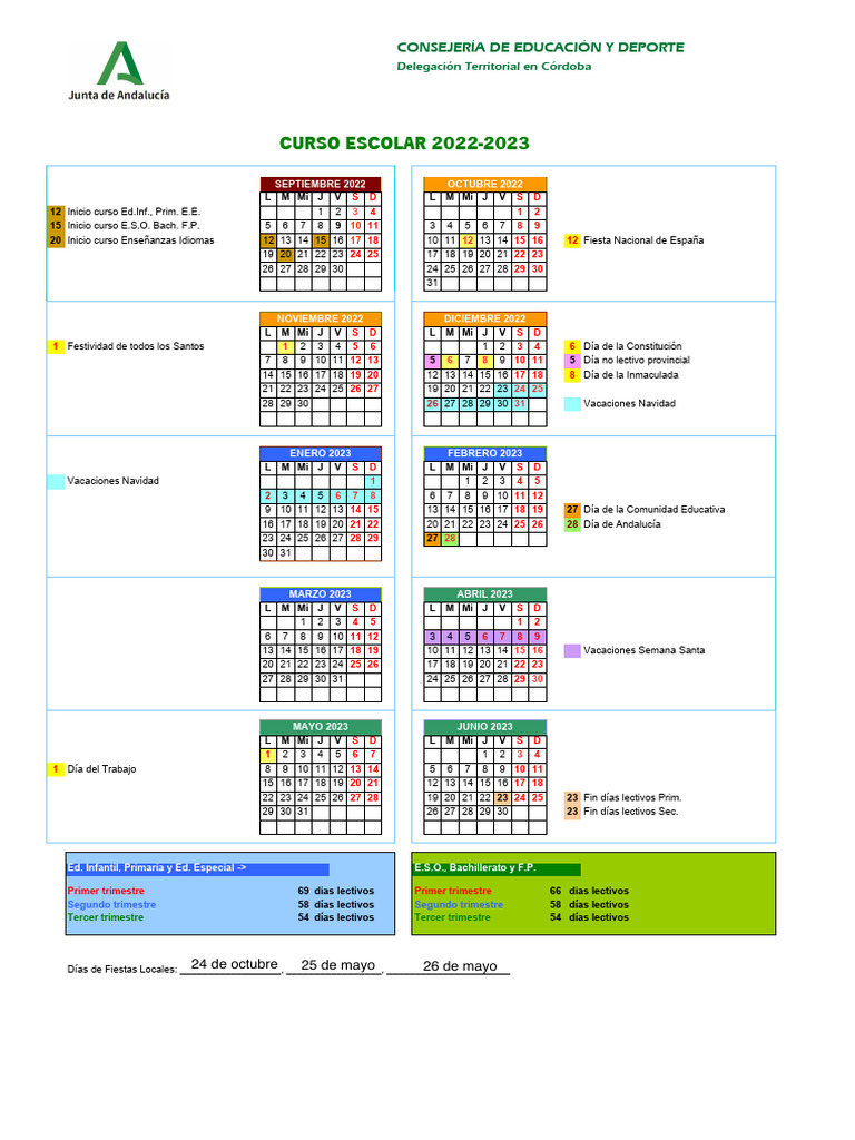 CALENDARIO ESCOLAR 22-23 | PDF