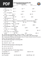 Class 6 Maths Integers Worksheet | PDF | Integer | Mathematical Objects