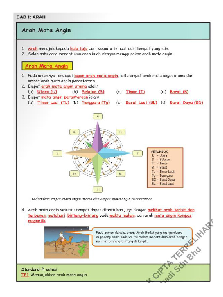 Nota Galus Geografi Tingkatan 1 (Bab 1 - Arah) | PDF