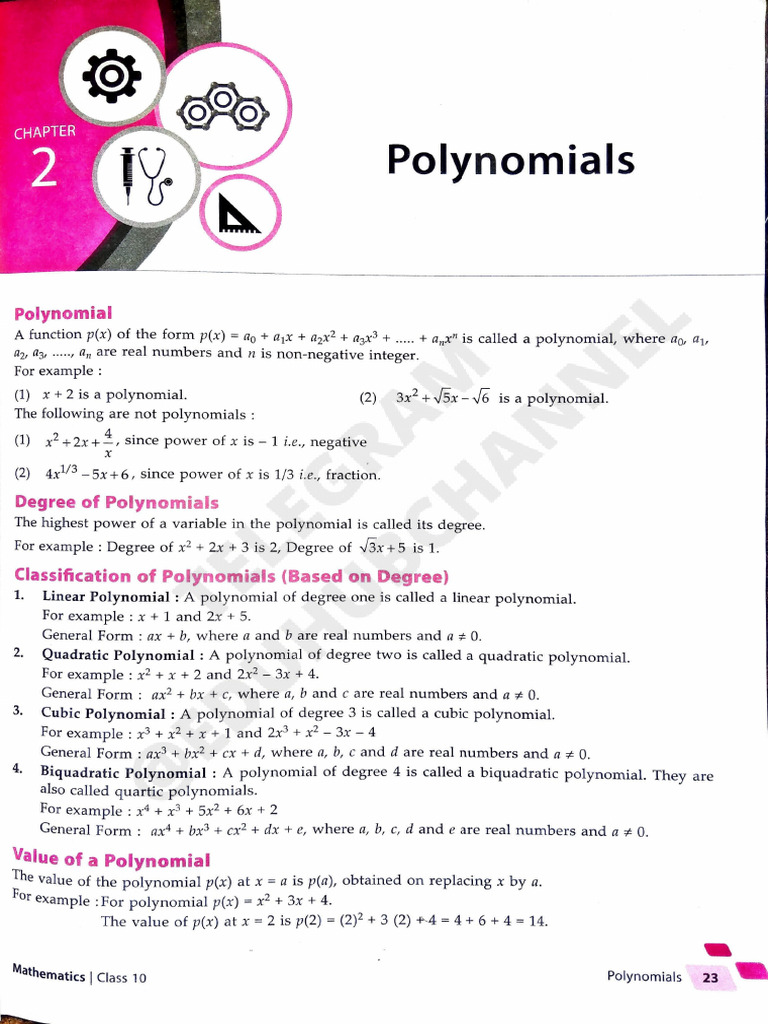 X Ch 2 Polynomials | PDF | Elementary Mathematics | Mathematical Analysis