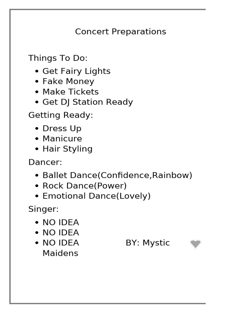 Concert Preparations | PDF