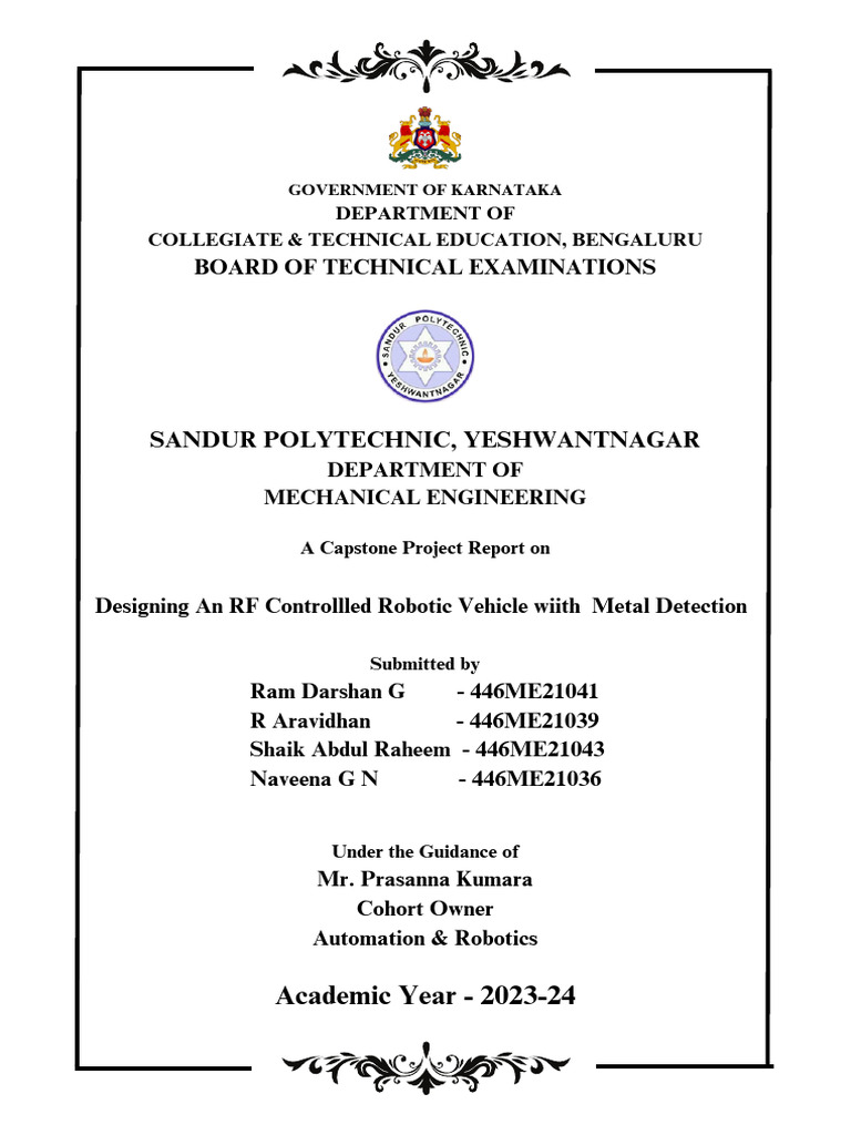 RF Controlled Robotic Vehicle With Metal Detection Final Report | PDF ...