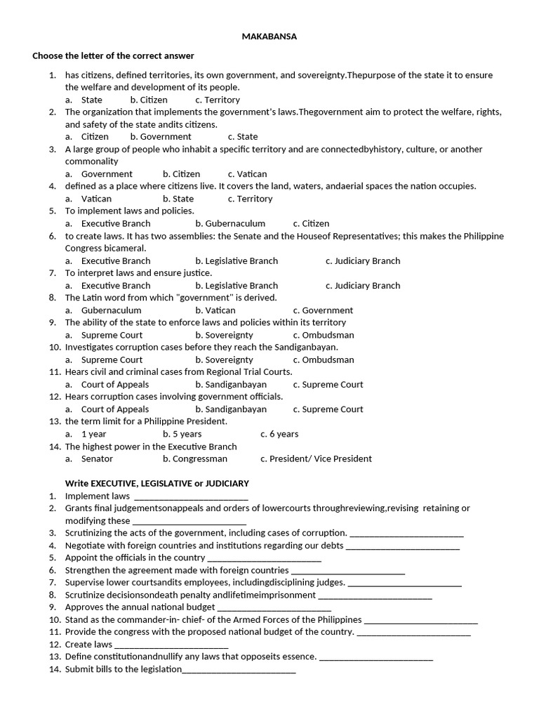 Makabansa 4-1 | PDF | United States Congress | American Government