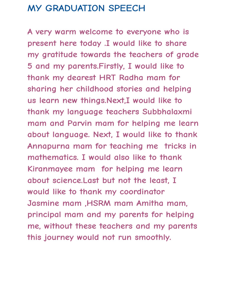My Graduation Speech | PDF