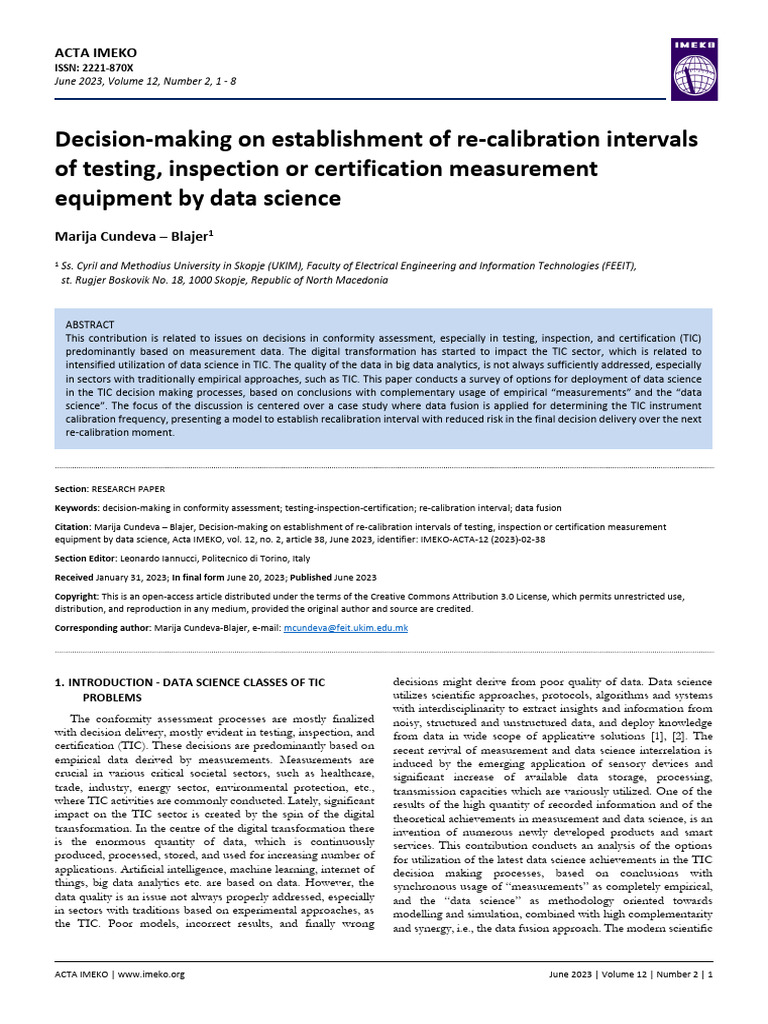 Decision-Making On Establishment of Re-Calibration | PDF | Calibration ...