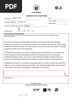 COT Observation Notes Sample 2024 | PDF