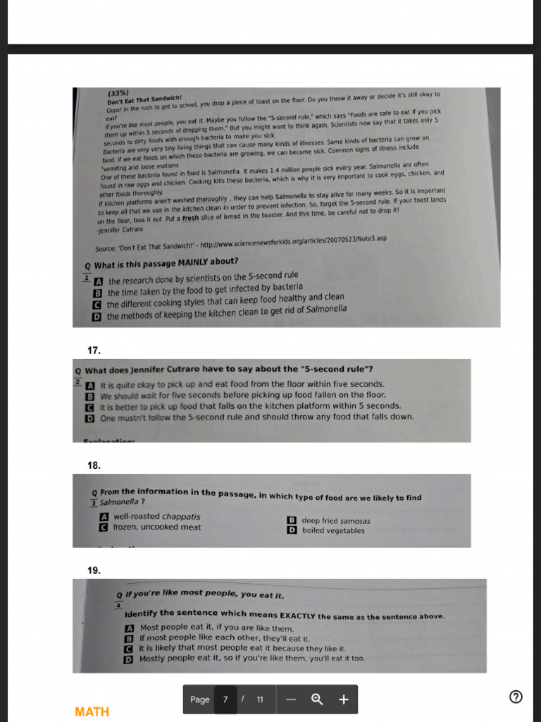 Grade 5 ASSET Worksheet 3 PDF | PDF